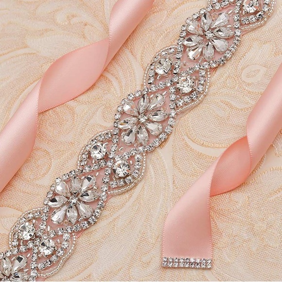 Accessories | Silver Blush Pink Sashes Crystal Rhinestone Belt | Poshmark